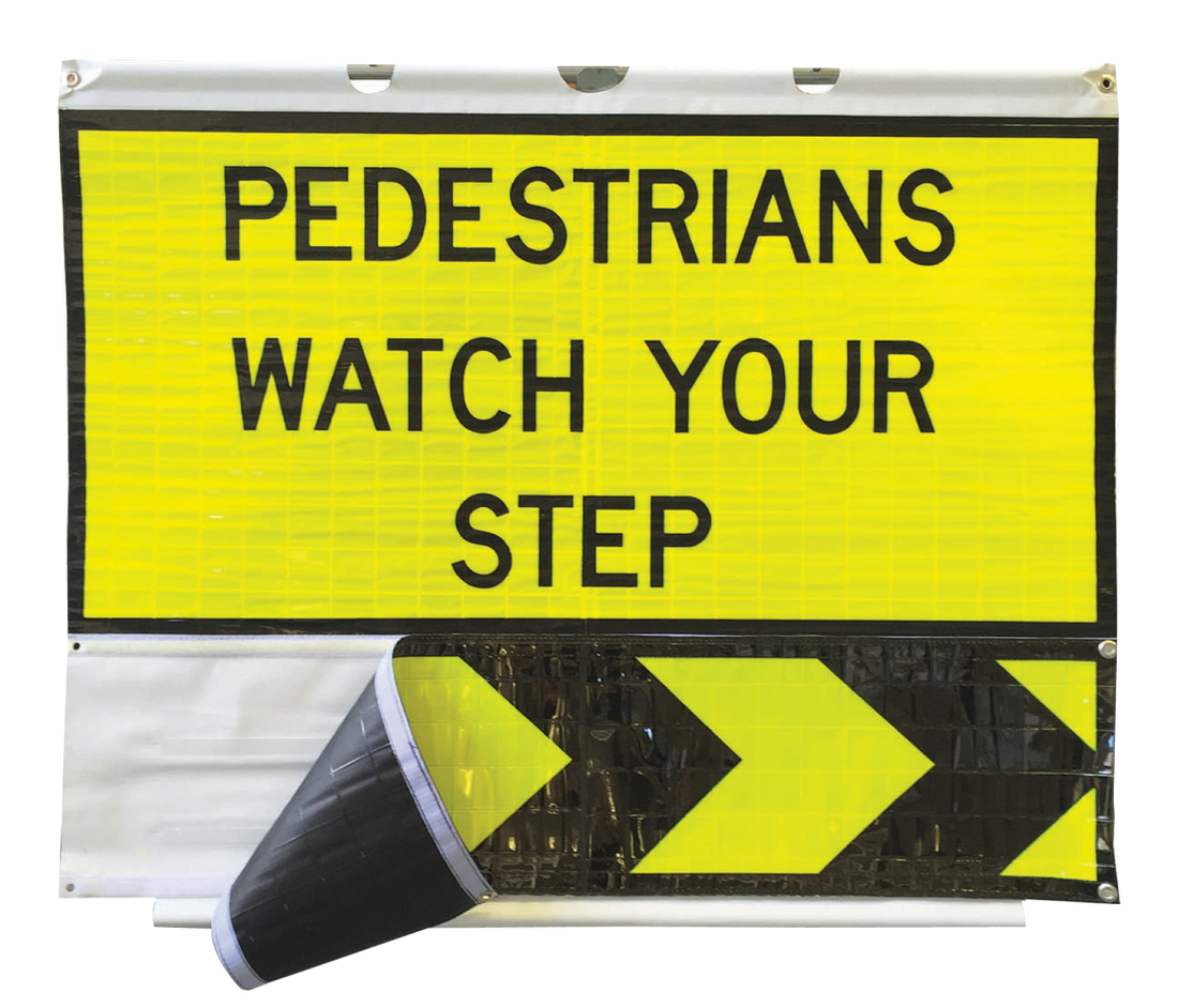Pedestrian Changing Roll-Up Sign | Global Safety Industries